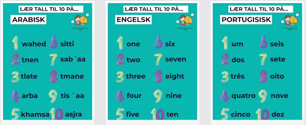 Johannes læringssenter veilederkorps - Telle til ti- plakater