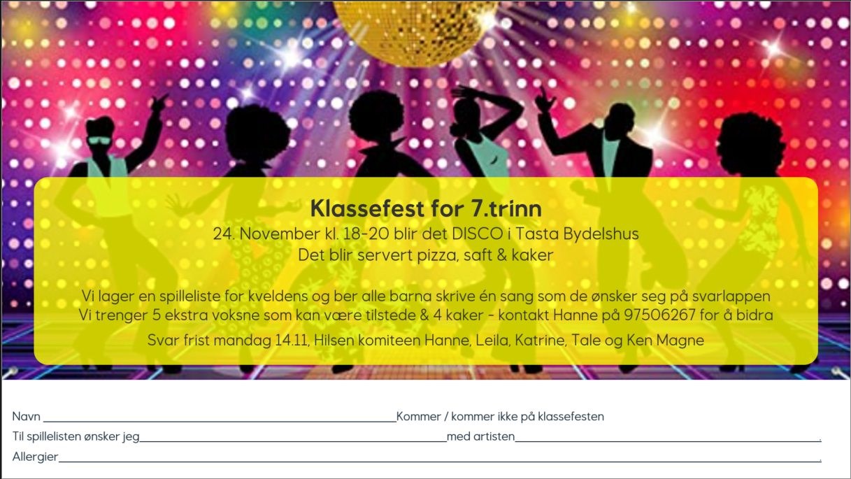 Byfjord Skole - Invitasjon til klassefest